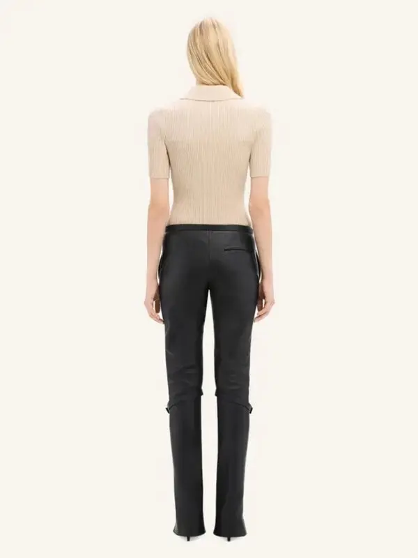COURREGES Rib Knit Polo Shirt - Beige