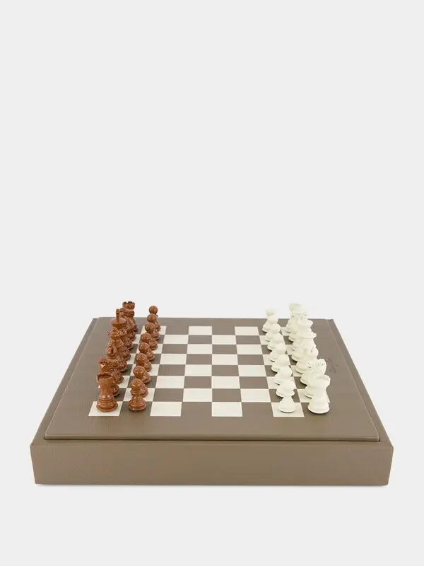 HECTOR SAXE PARIS Buffalo Leather Chess Box - Beige