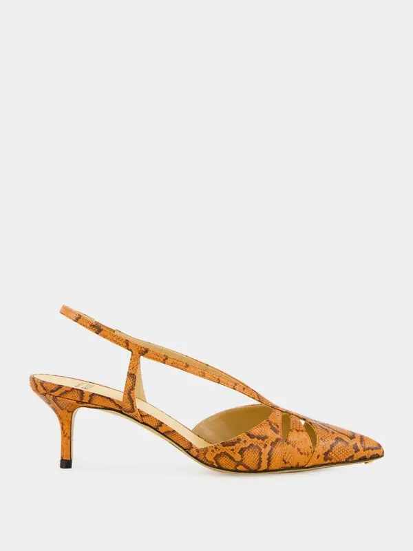 FRANCESCO RUSSO Mou Cut-out Watersnake Kitten Heels - Animal Print
