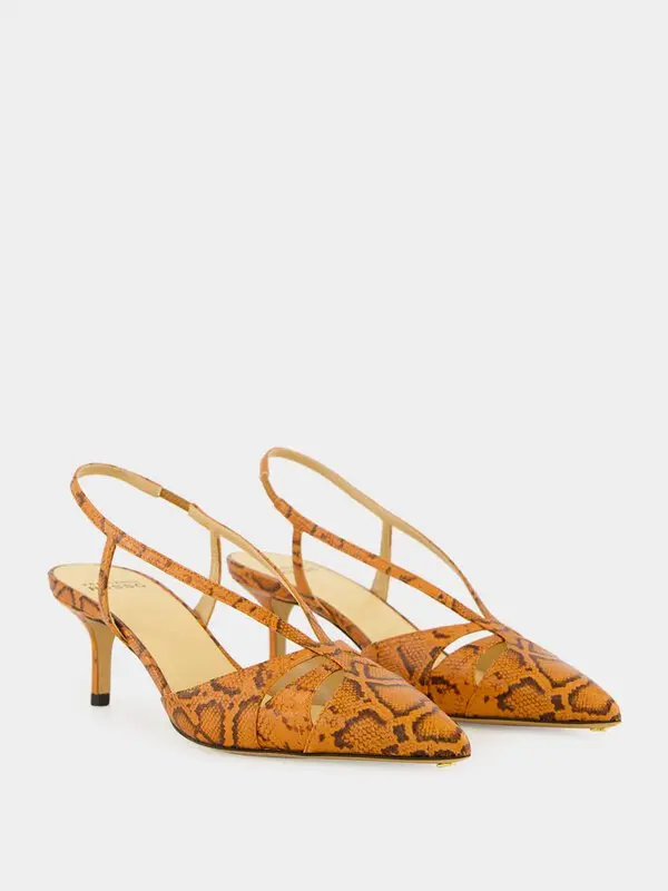 FRANCESCO RUSSO Mou Cut-out Watersnake Kitten Heels - Animal Print