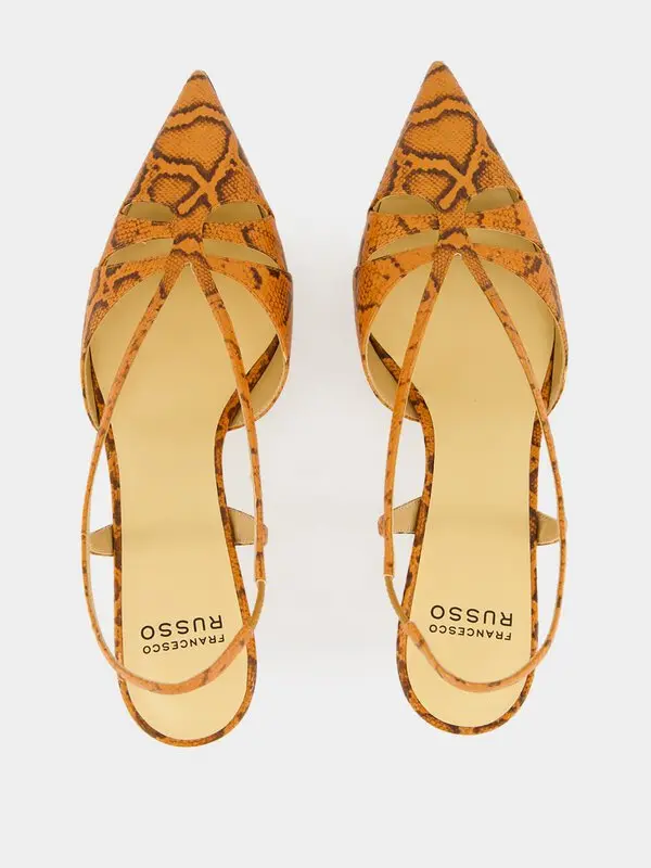 FRANCESCO RUSSO Mou Cut-out Watersnake Kitten Heels - Animal Print