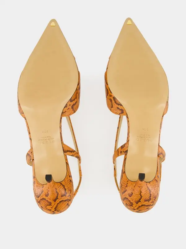 FRANCESCO RUSSO Mou Cut-out Watersnake Kitten Heels - Animal Print