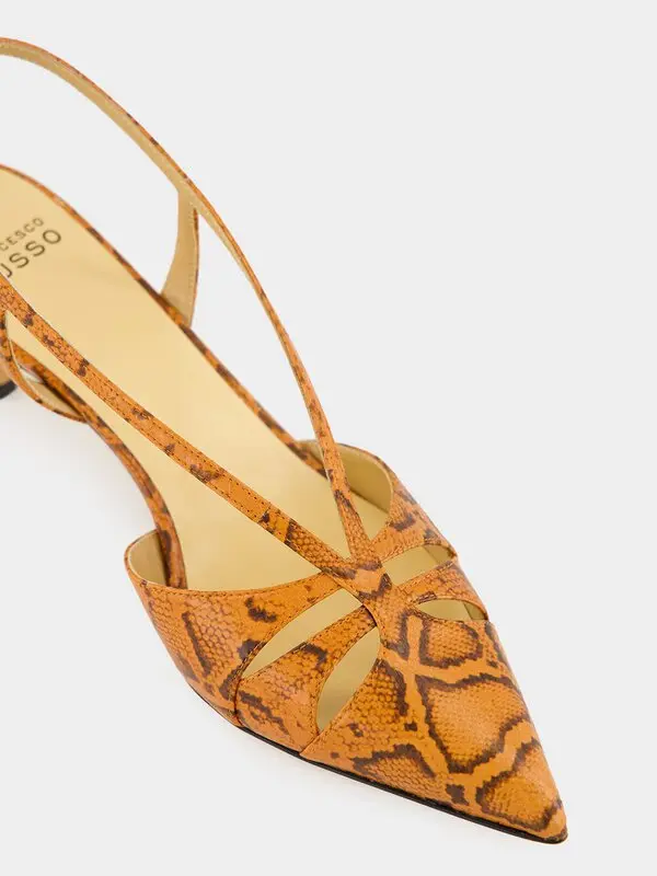 FRANCESCO RUSSO Mou Cut-out Watersnake Kitten Heels - Animal Print