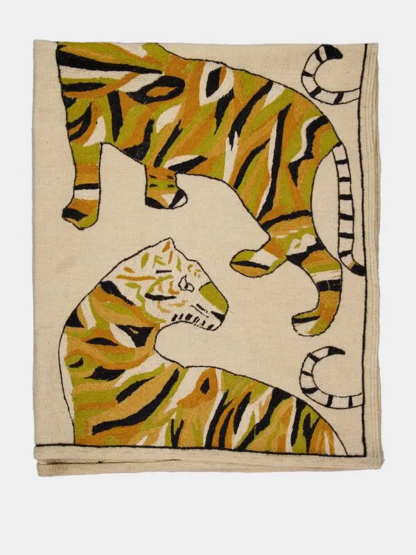 ORNATE Beige Suzani Killim Hand Embroidered Wool Rug