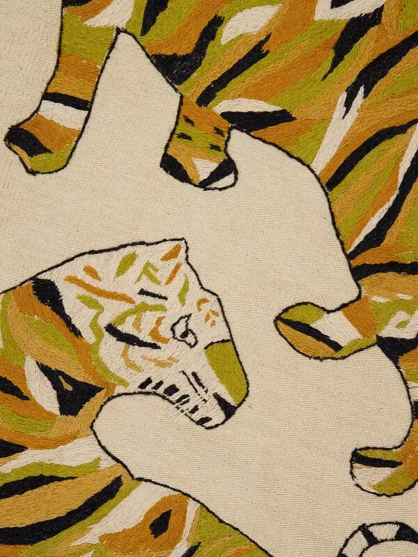 ORNATE Beige Suzani Killim Hand Embroidered Wool Rug