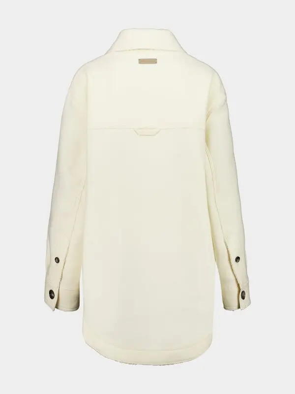 AMI Paris Boiled Wool Buttoned Jacket - Cream