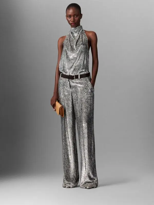 Stella McCartney Metallic Velvet Halterneck Top - Animal Print