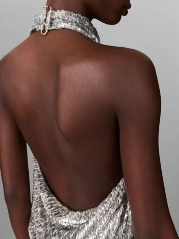 Stella McCartney Metallic Velvet Halterneck Top - Animal Print
