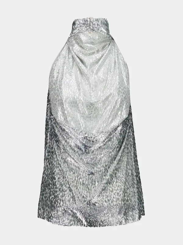 Stella McCartney Metallic Velvet Halterneck Top - Animal Print