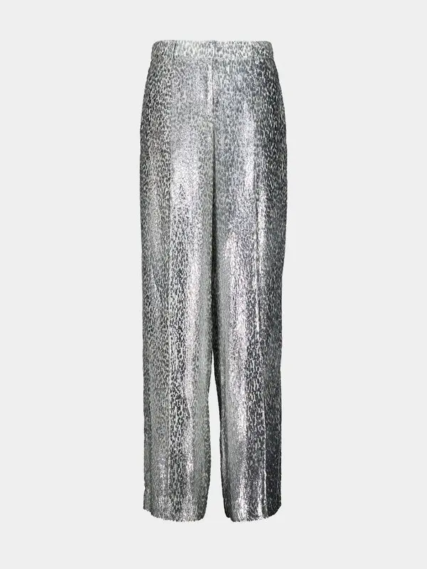 Stella McCartney Animal-textured Lame Velvet Trousers - Silver