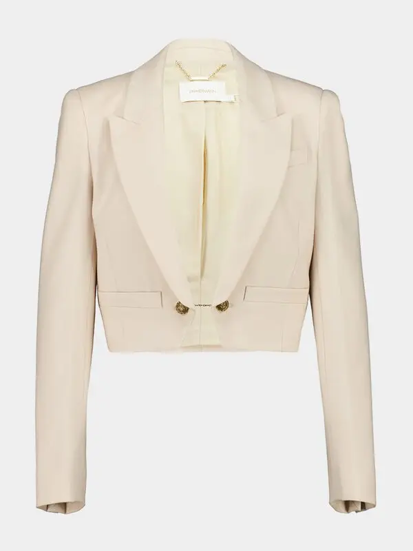 Zimmermann Hypnotic Cropped Wool Blazer - Cream