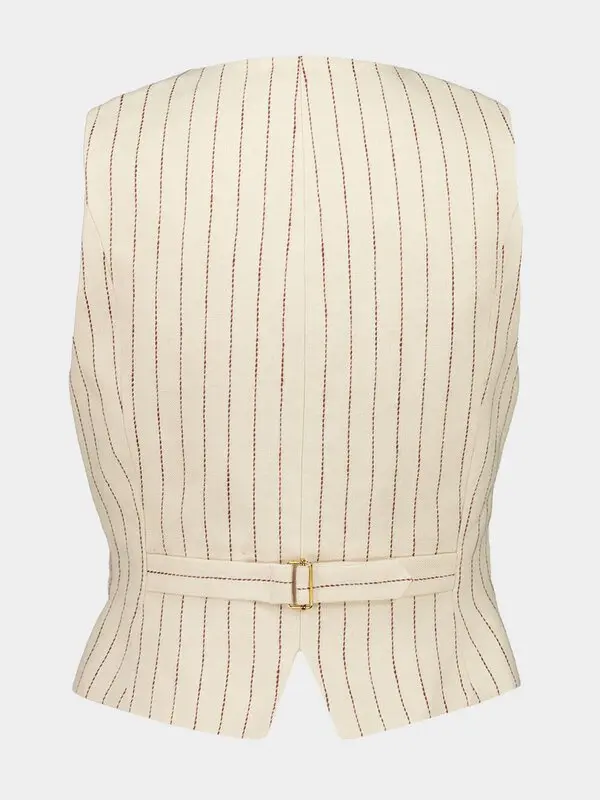 Zimmermann Pinstripe Linen Vest - Cream