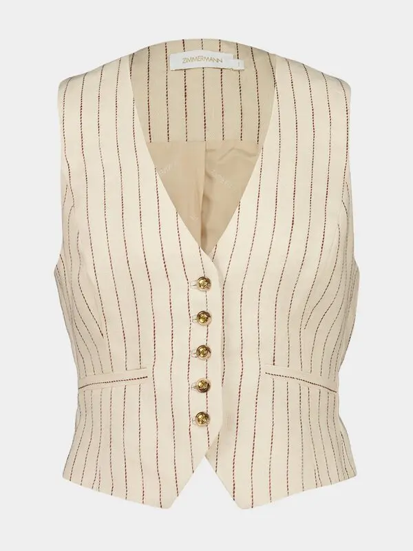 Zimmermann Pinstripe Linen Vest - Cream