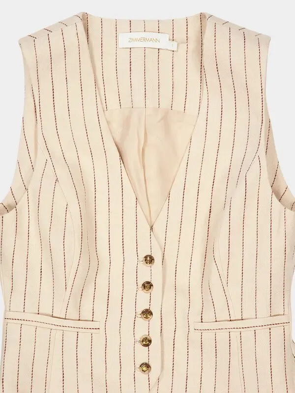 Zimmermann Pinstripe Linen Vest - Cream