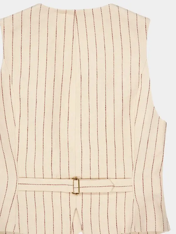 Zimmermann Pinstripe Linen Vest - Cream