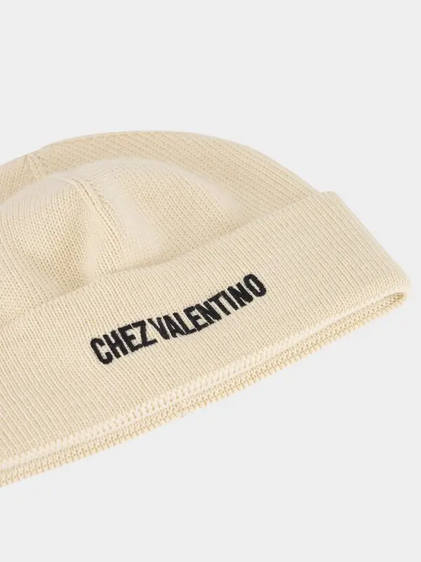 Valentino Garavani Embroidered Wool Beanie - Cream