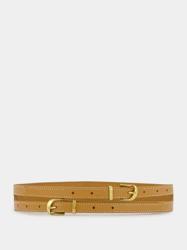 FRAME Double-strap Leather Waist Belt - Brown