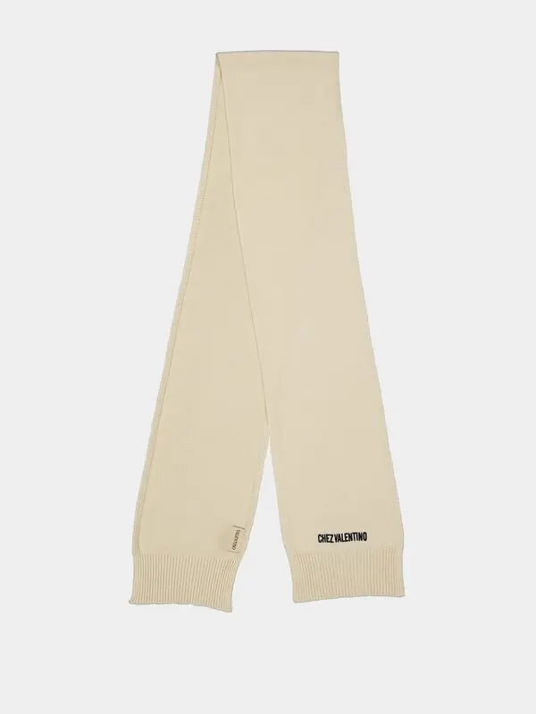 Valentino Garavani Embroidered Knit Scarf - Cream