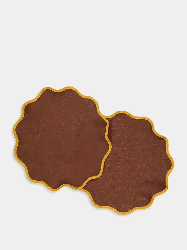 La DoubleJ Set Of 2 Cloud Linen Placemats - Brown