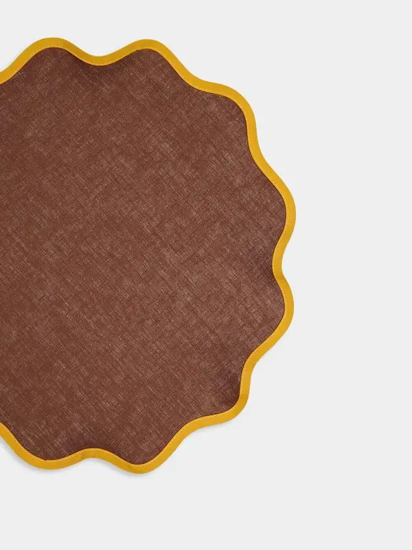 La DoubleJ Set Of 2 Cloud Linen Placemats - Brown