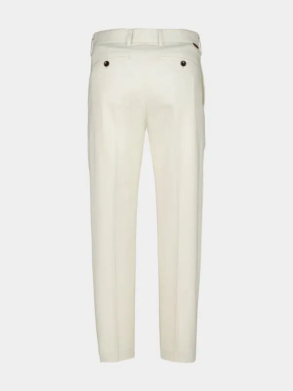 TOM FORD Ivory Brushed Cotton Drill Chino