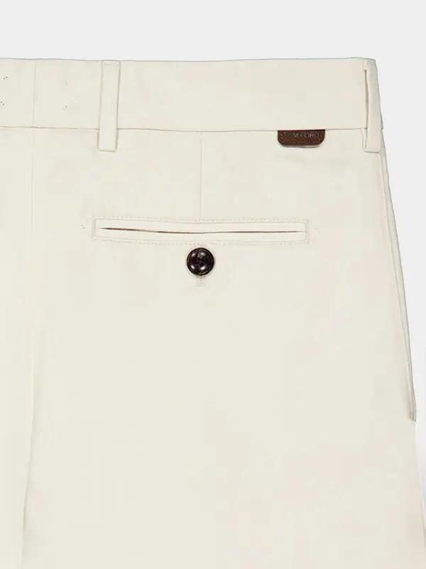 TOM FORD Ivory Brushed Cotton Drill Chino