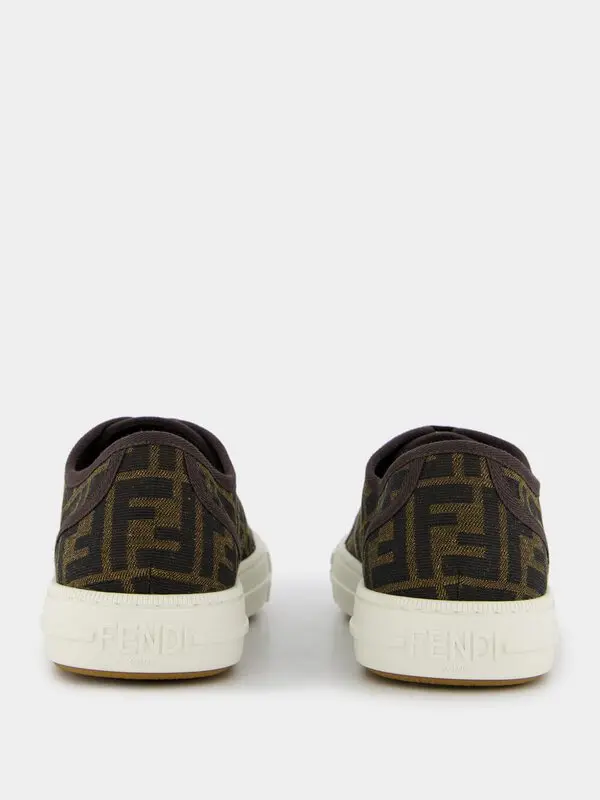 Fendi Domino Ff Jacquard Sneakers - Brown