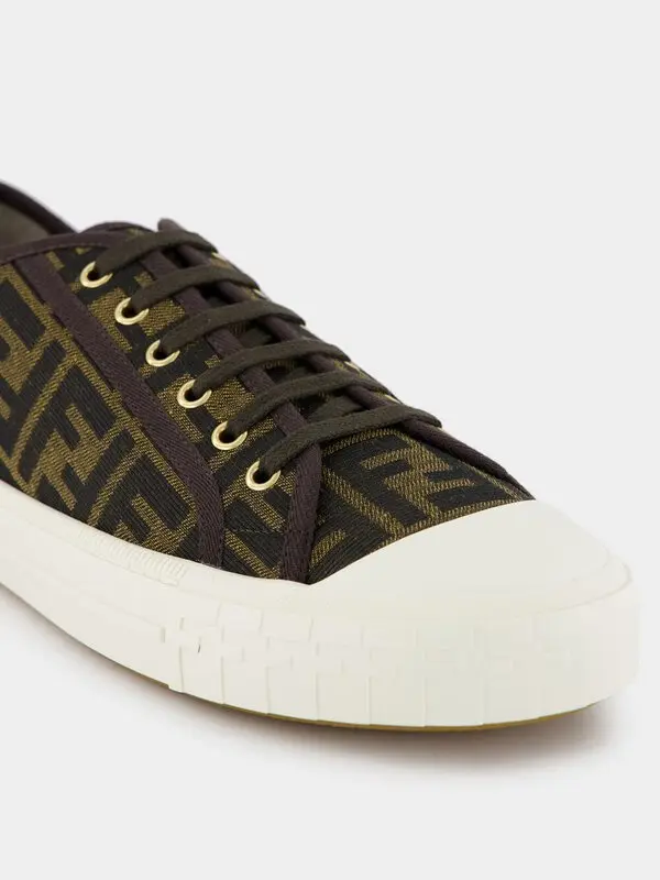 Fendi Domino Ff Jacquard Sneakers - Brown