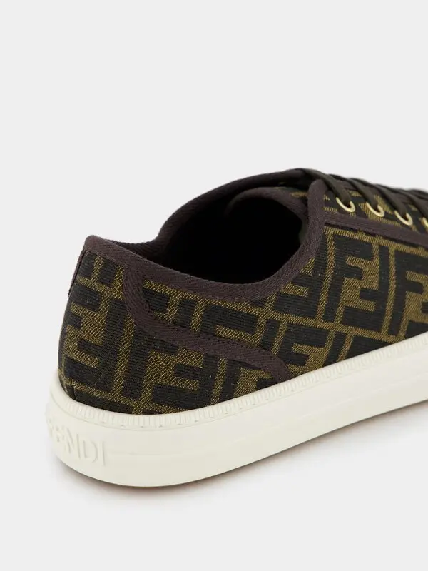 Fendi Domino Ff Jacquard Sneakers - Brown