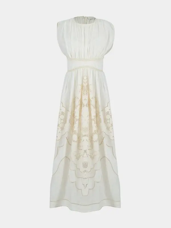 Zimmermann Daylight Waisted Linen Maxi Dress - Cream