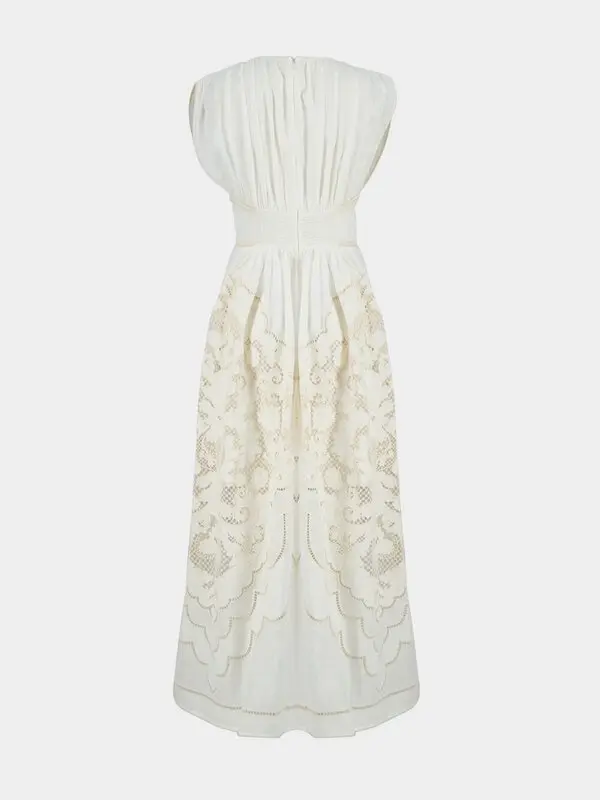 Zimmermann Daylight Waisted Linen Maxi Dress - Cream