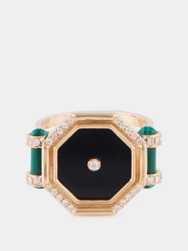 L'ATELIER NAWBAR Hexagon Amulet Cocktail Ring - Gold