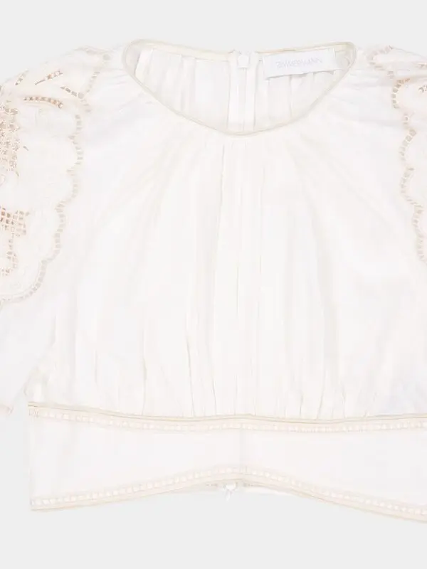 Zimmermann Daylight Embroidered Linen Bodice - Cream