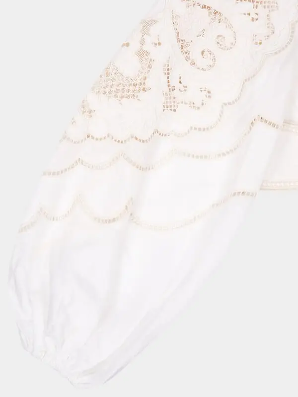 Zimmermann Daylight Embroidered Linen Bodice - Cream