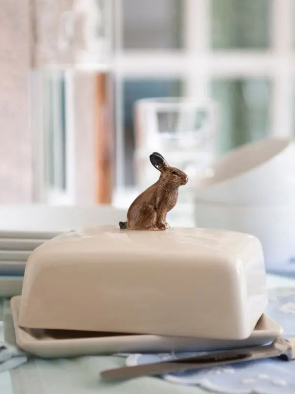 QUAIL CERAMICS Hand-painted Hare Butter Dish