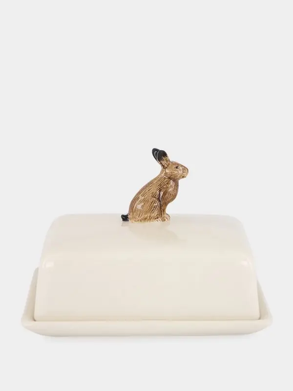 QUAIL CERAMICS Hand-painted Hare Butter Dish