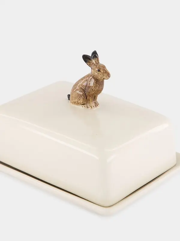 QUAIL CERAMICS Hand-painted Hare Butter Dish