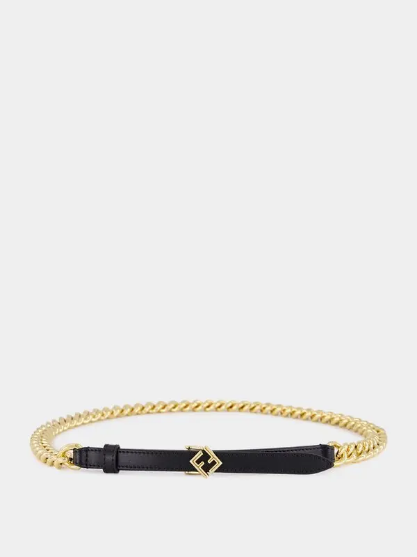 Fendi Ff Diamonds Chain Belt - Gold