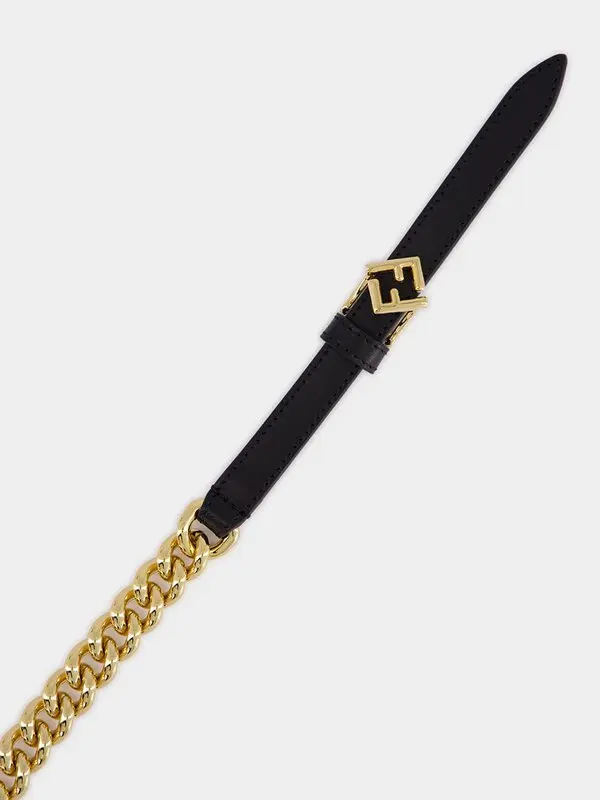 Fendi Ff Diamonds Chain Belt - Gold