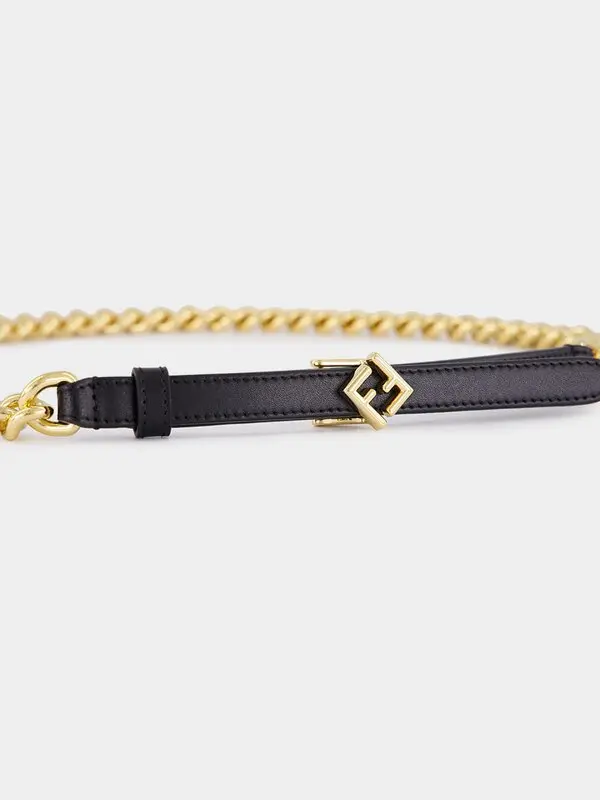 Fendi Ff Diamonds Chain Belt - Gold
