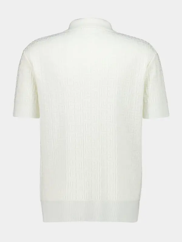 Balmain Natural Monogram Knit Wool Polo Shirt - Cream