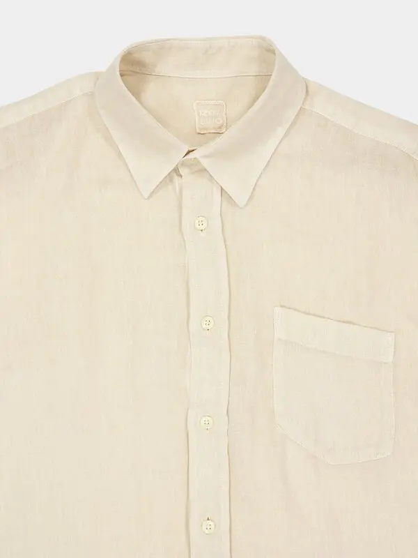 120% Lino Safari Soft Linen Regular-fit Shirt - Cream