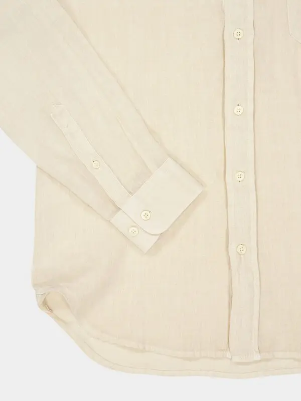 120% Lino Safari Soft Linen Regular-fit Shirt - Cream