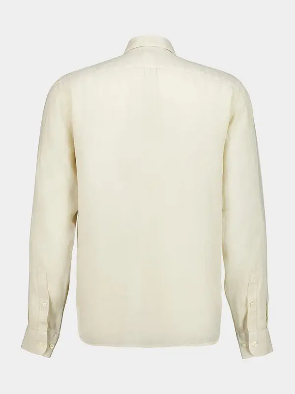 120% Lino Safari Soft Linen Regular-fit Shirt - Cream