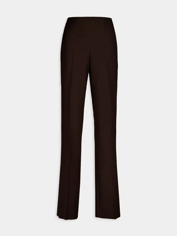 FERRAGAMO Wool Pleated Trousers - Brown