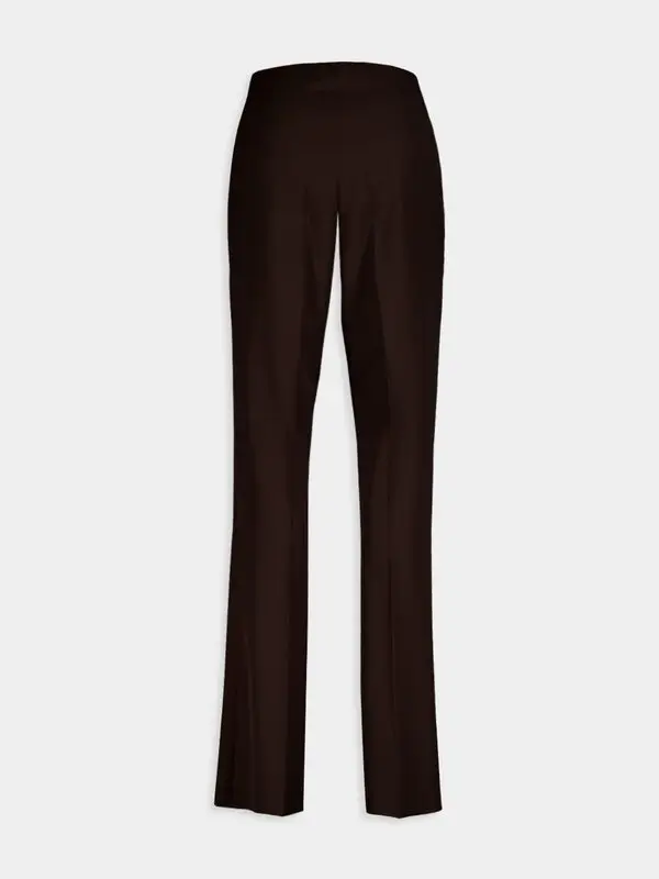 FERRAGAMO Wool Pleated Trousers - Brown