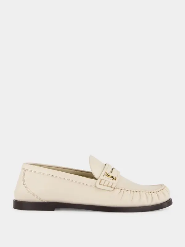 Saint Laurent Loafers With Cassandre - Cream