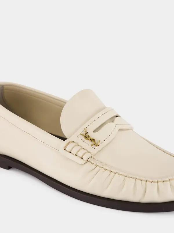Saint Laurent Loafers With Cassandre - Cream