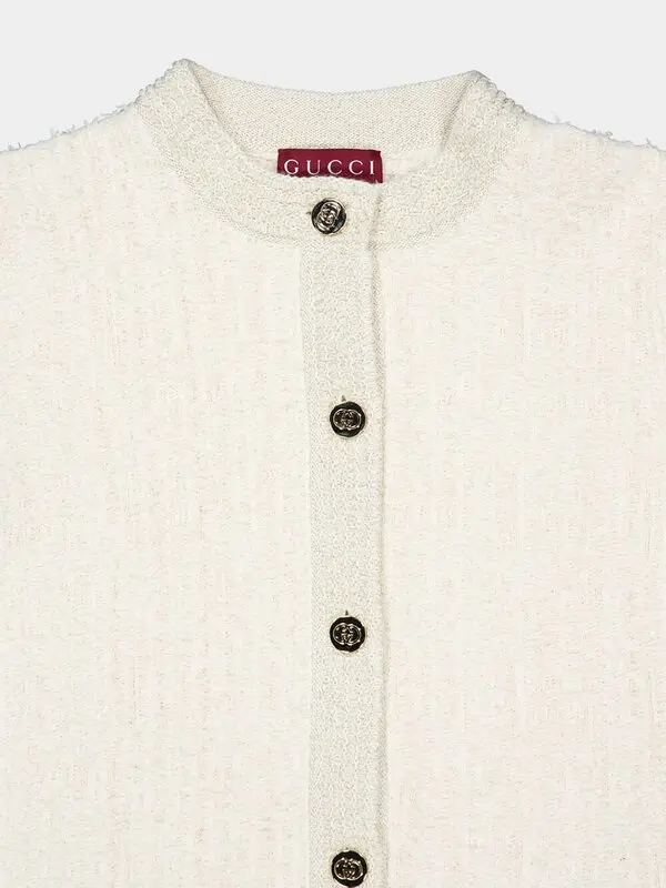 Gucci Bouclé Cardigan With Gg Buttons - Cream