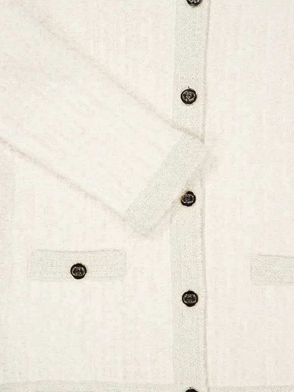 Gucci Bouclé Cardigan With Gg Buttons - Cream